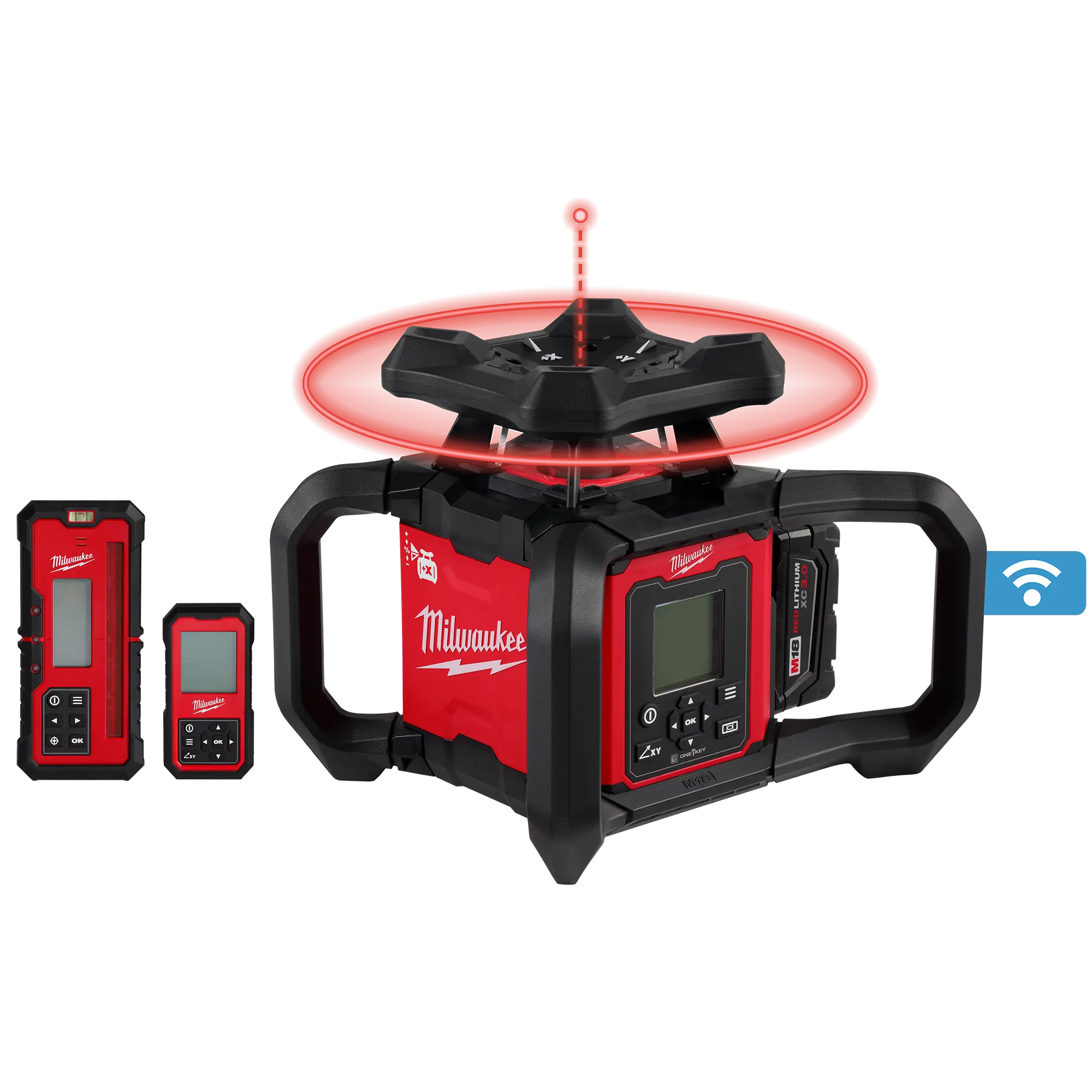 M18™ Red Exterior Dual Slope Rotary Laser Level Kit | Milwaukee Tool